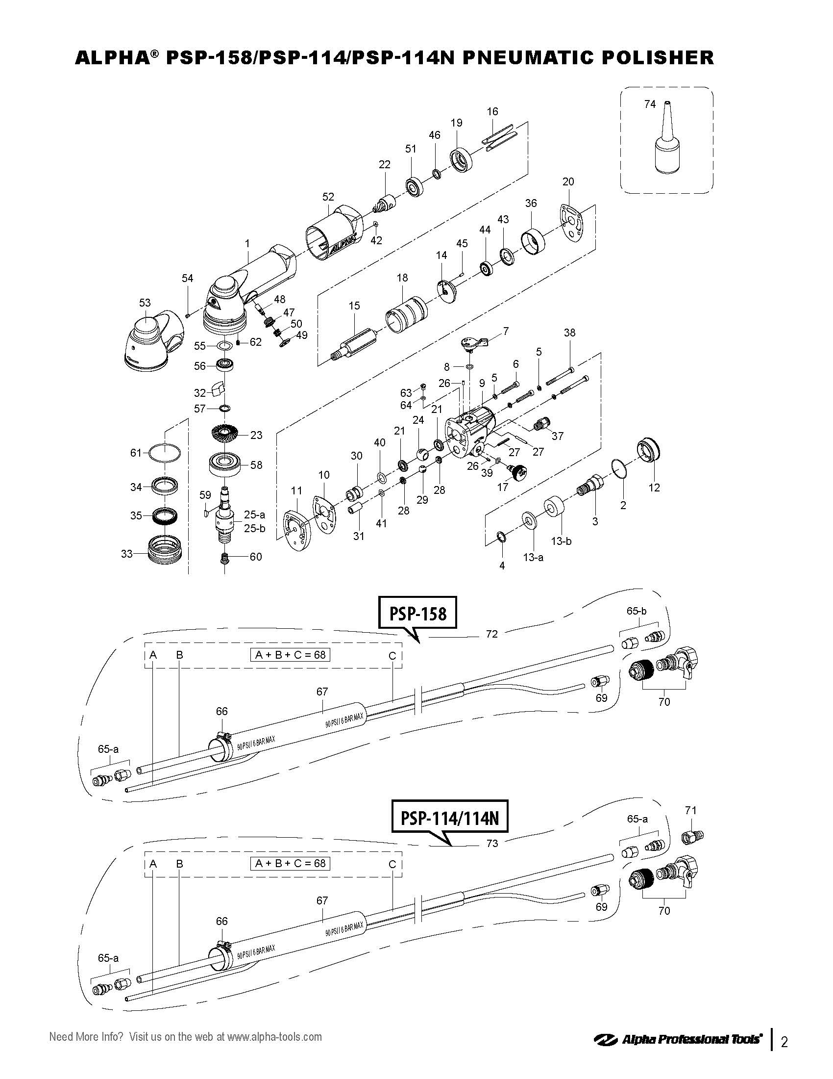 Alpha Professional Tools® :: PSP-158/114/114N Spare Parts